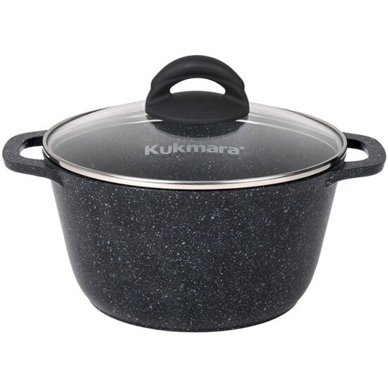 Кастрюля Kukmara Granit (black) 2,5 л со стеклянной крышкой, АП линия (кгч25а)