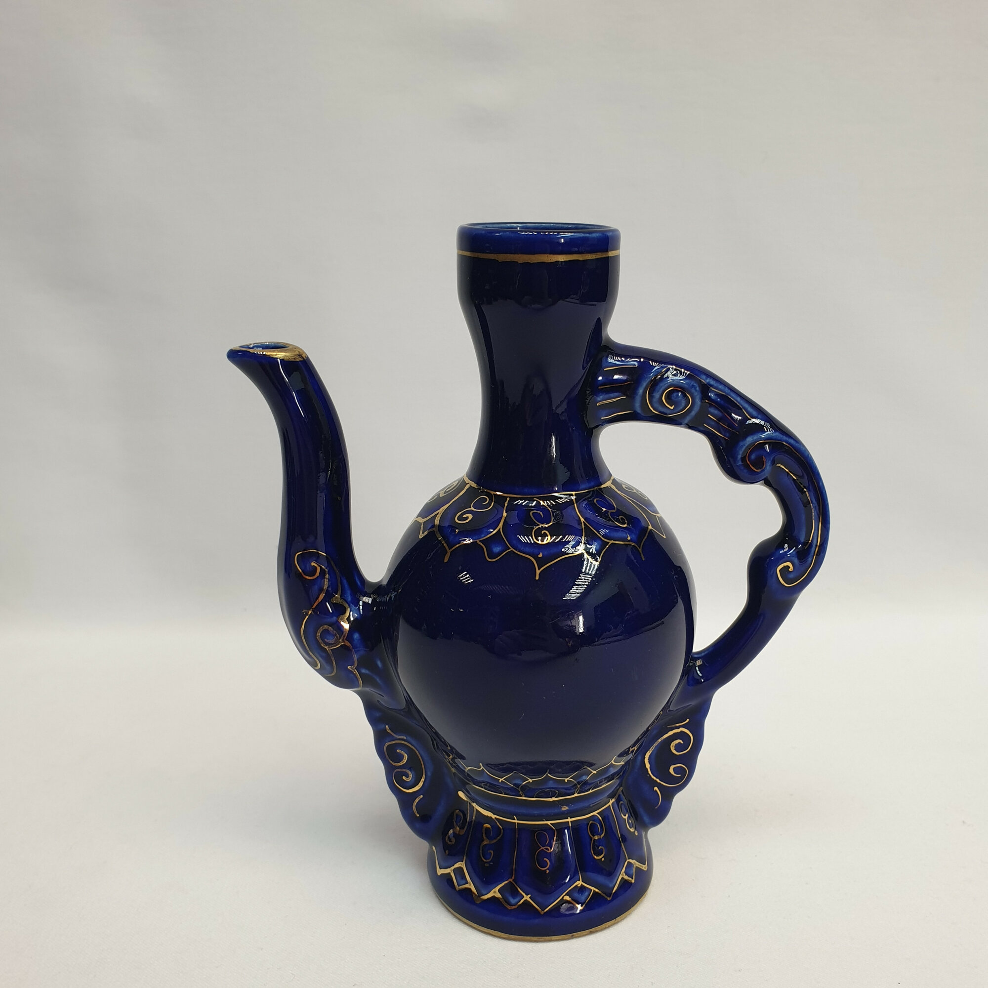 Винтажный декоративный кувшин 15 см 250 мл фарфор кобаль СССР