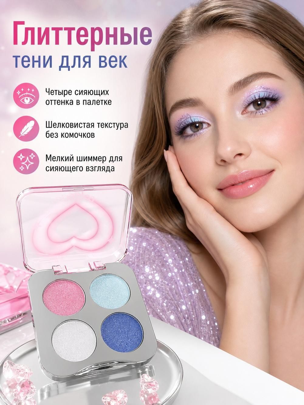 Палетка теней для век из 4 оттенков