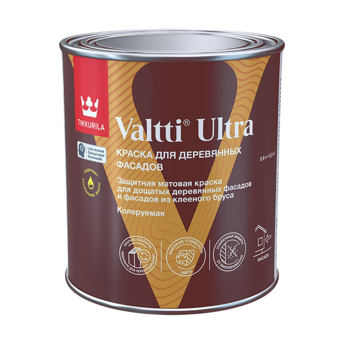 Краска для деревянных фасадов Tikkurila VALTTI ULTRA, база A, 0.9 л, колеруемая