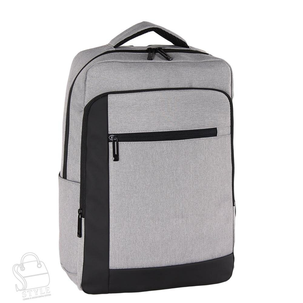 Рюкзак S-Style 2202S, для ноутбука, USB-выход, серый, текстиль