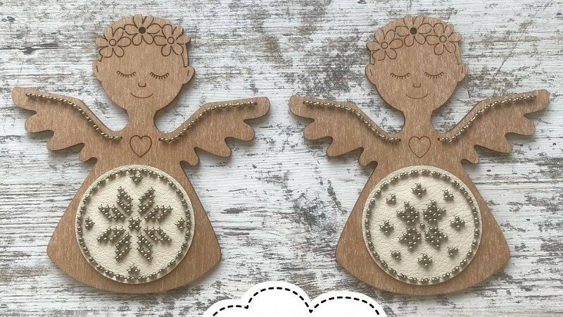 Набор для вышивания Neocraft #НК-11j01 Новогодние игрушки "Ангелы", Счетный крест, 10 х 12 см