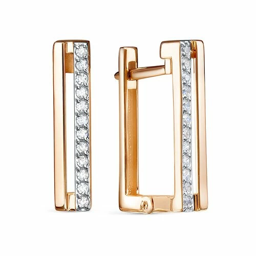 Серьги, красное золото, 585 проба, фианит