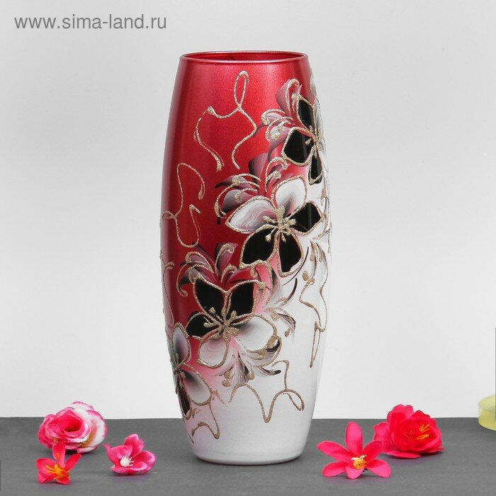 Ваза «Цветочные узоры», d=7.5 см, 11×26 см, стекло