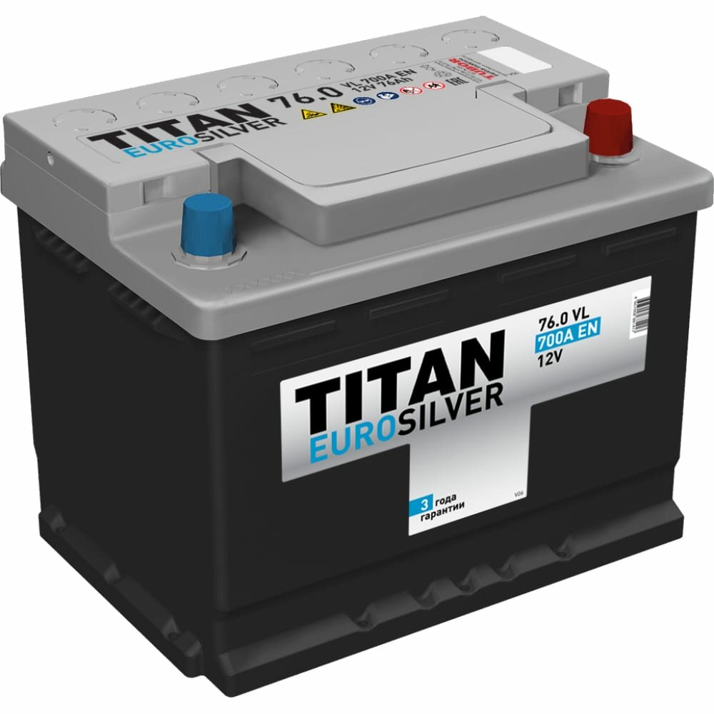 Аккумулятор TITAN EUROSILVER 76.0 VL обратная полярность, 700 А, 276x175x190 мм 4607008881417