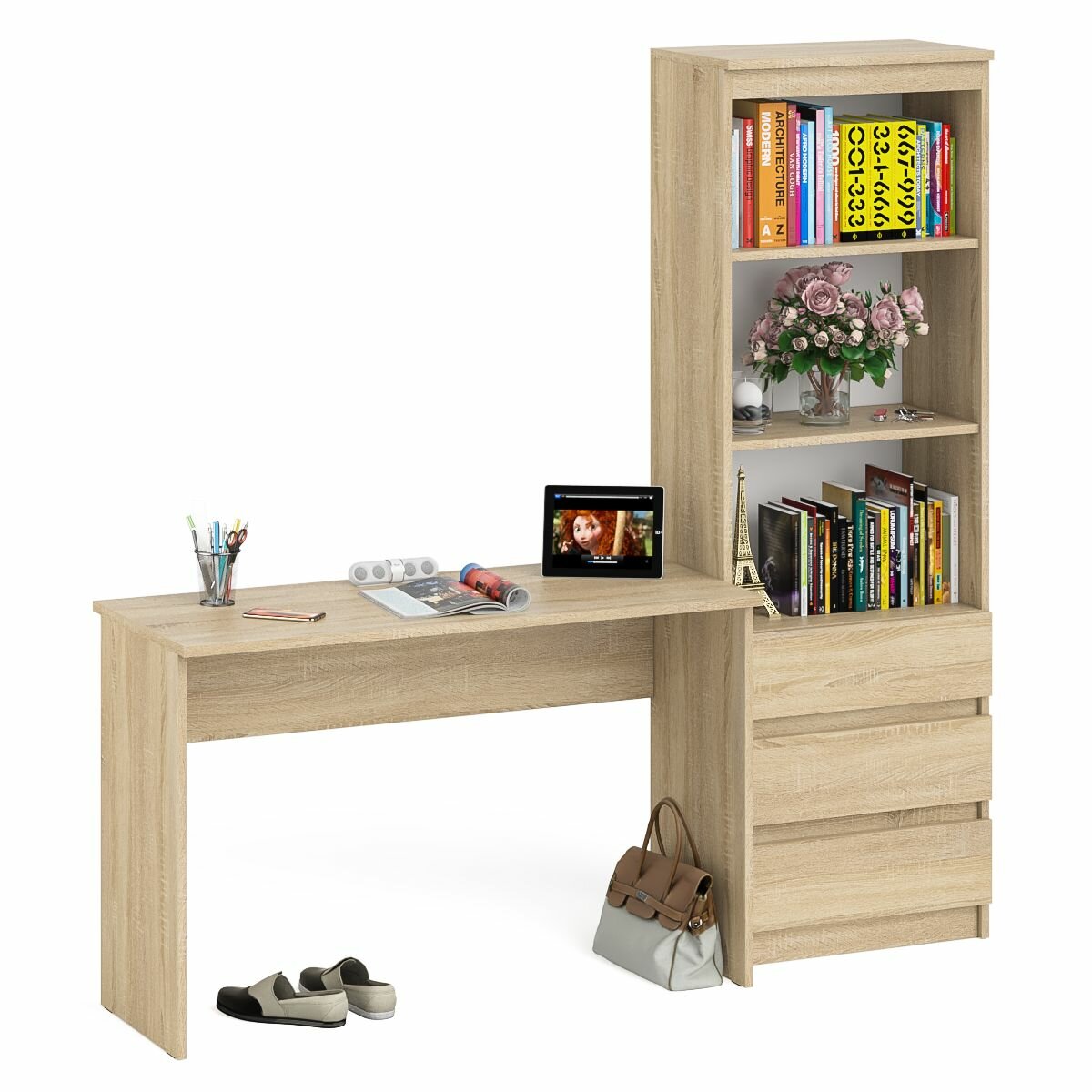 Компьютерный стол для дома, для школьника письменный Спасибо-Мебель 181см дуб сонома