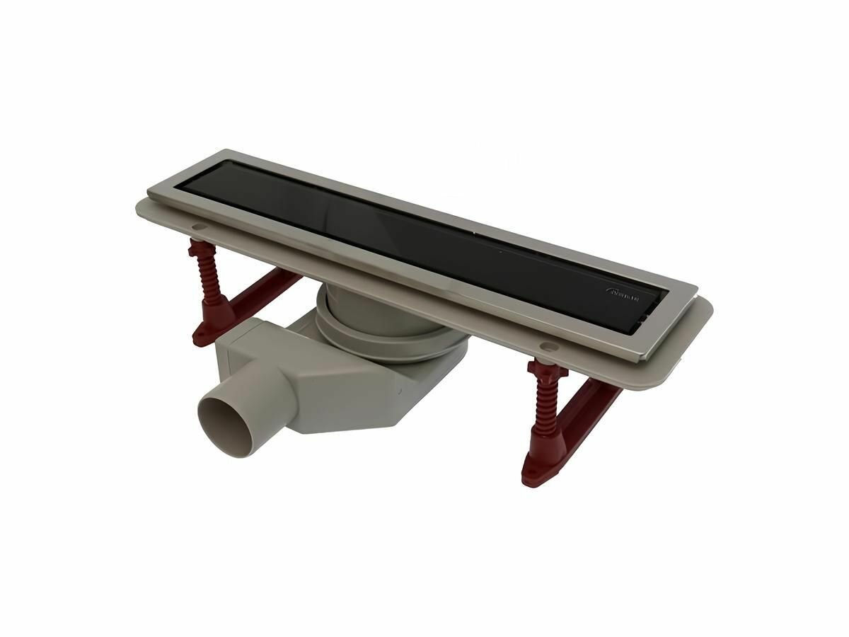 Трап для душа с двухсторонней решеткой горизонтальный сток Evolux Glass (черное стекло) 400x70 мм ZEISSLER ZSt.1131.4002