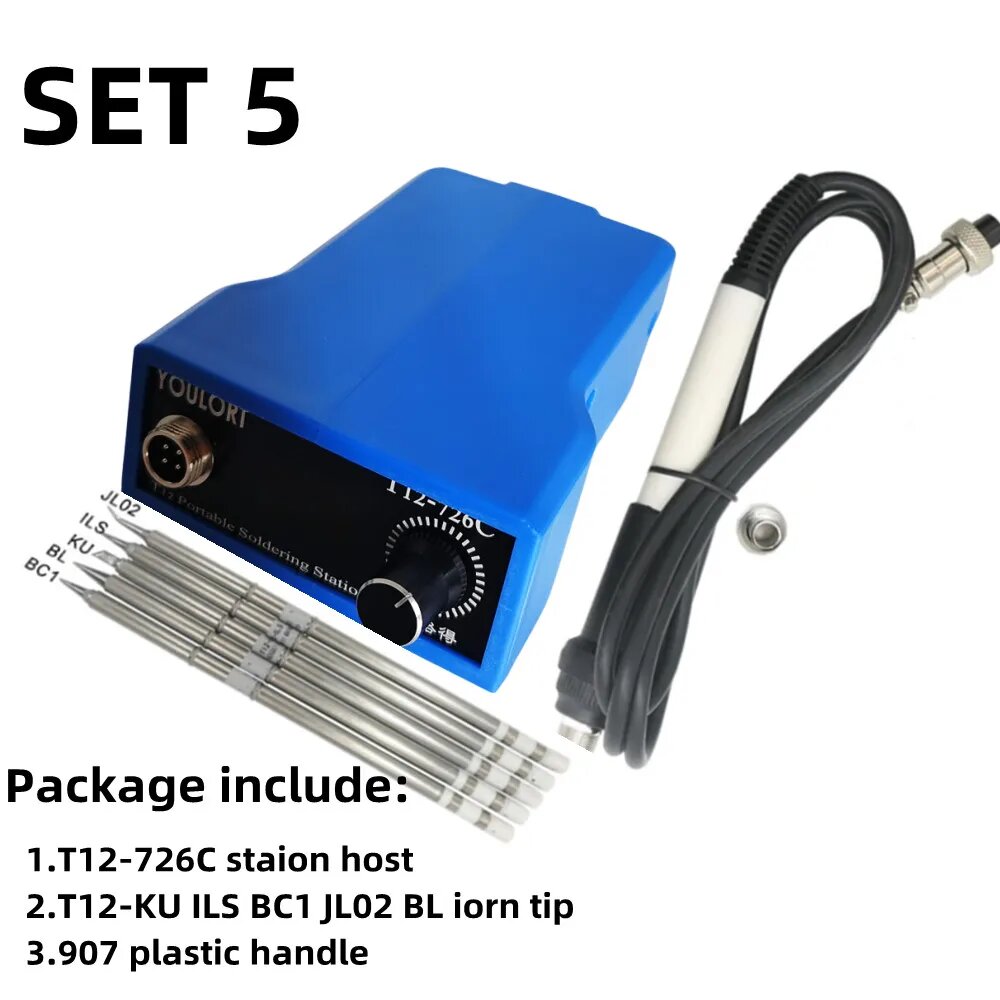 YOULORT Портативная паяльная станция T12-726C для аккумуляторов Makita SET 5