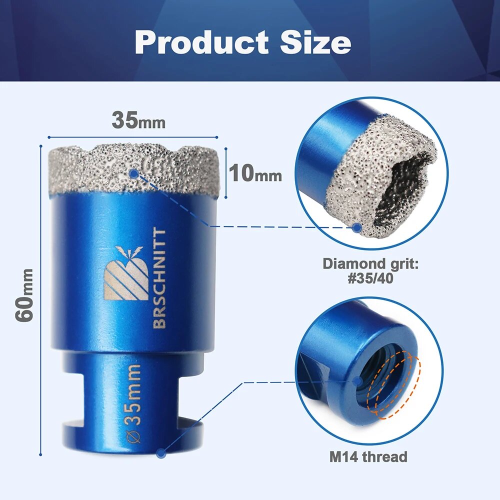 BRSCHNITT Колонковое буровое долото 6-125 мм 1pc, 35mm M14