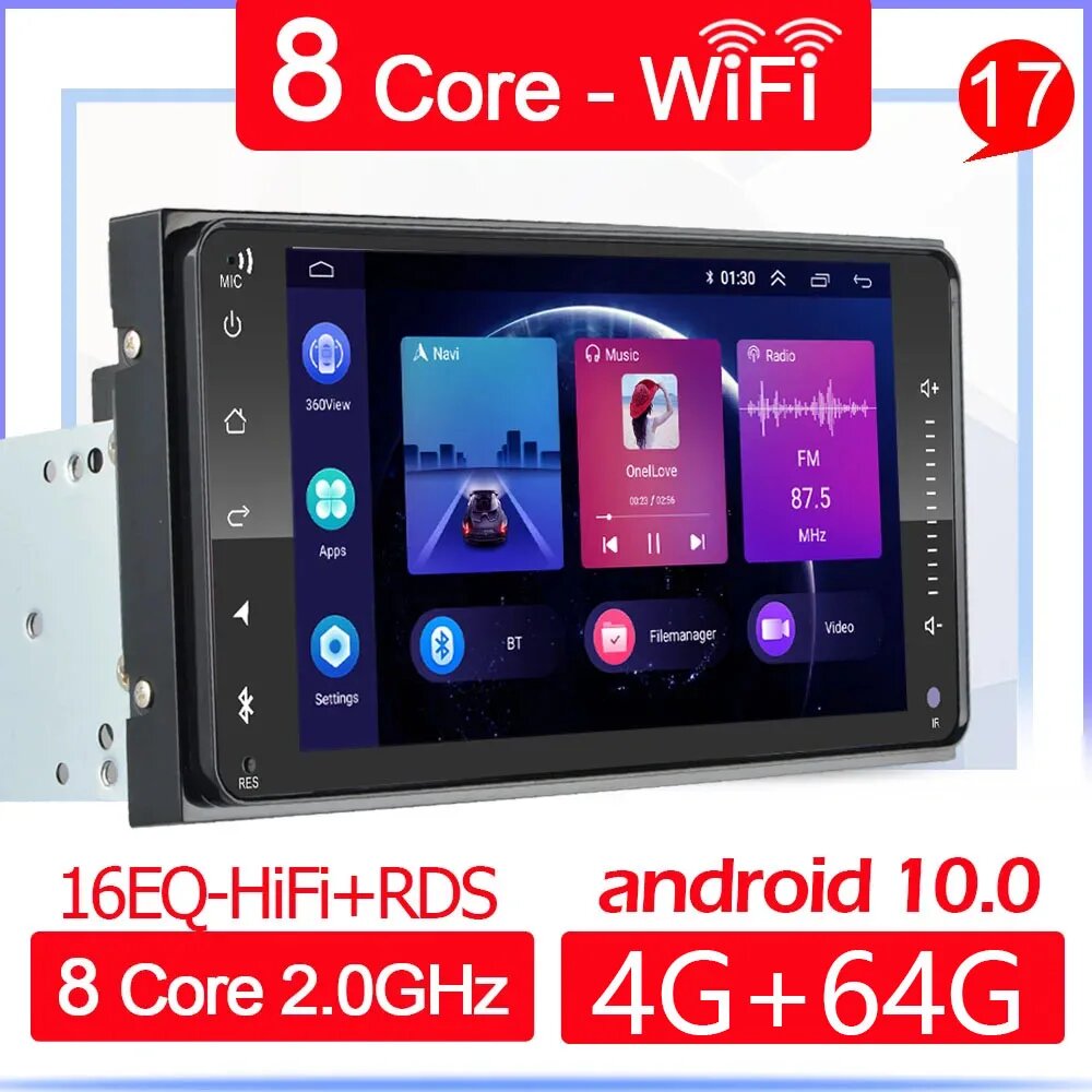 2-DIN Android 14 Универсальная автомобильная мультимедийная магнитола с CarPlay, 2DIN стереосистема для Toyota VIOS, CROWN, CAMRY, HIACE, PREVIA, COROLLA, RAV4