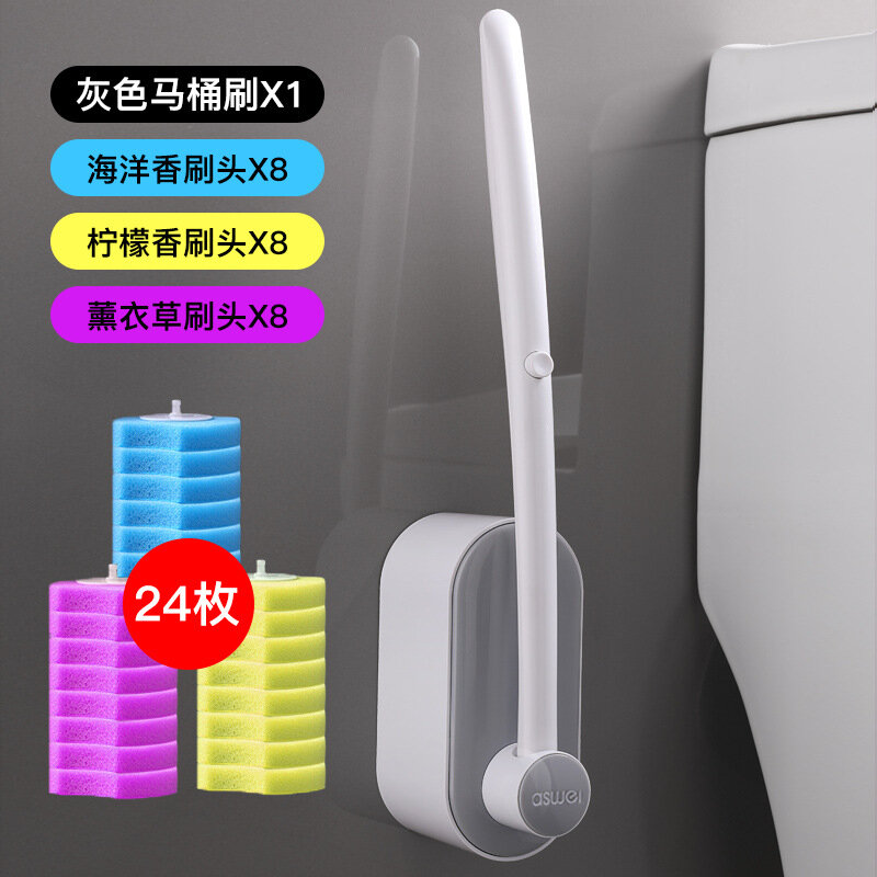 Одноразовая туалетная щетка без мертвых углов для домашней уборки, самоочищающаяся, настенная, сменная головка