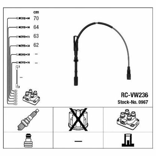 Комплект проводов зажигания Ngk 0967 для Audi A3; Skoda Octavia I; VW Bora, Golf IV