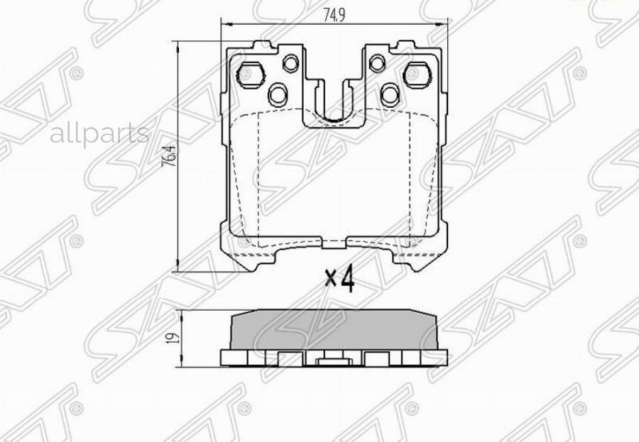 SAT ST-04466-50150 Колодки тормозные (Сзади) Lexus LS 06-17