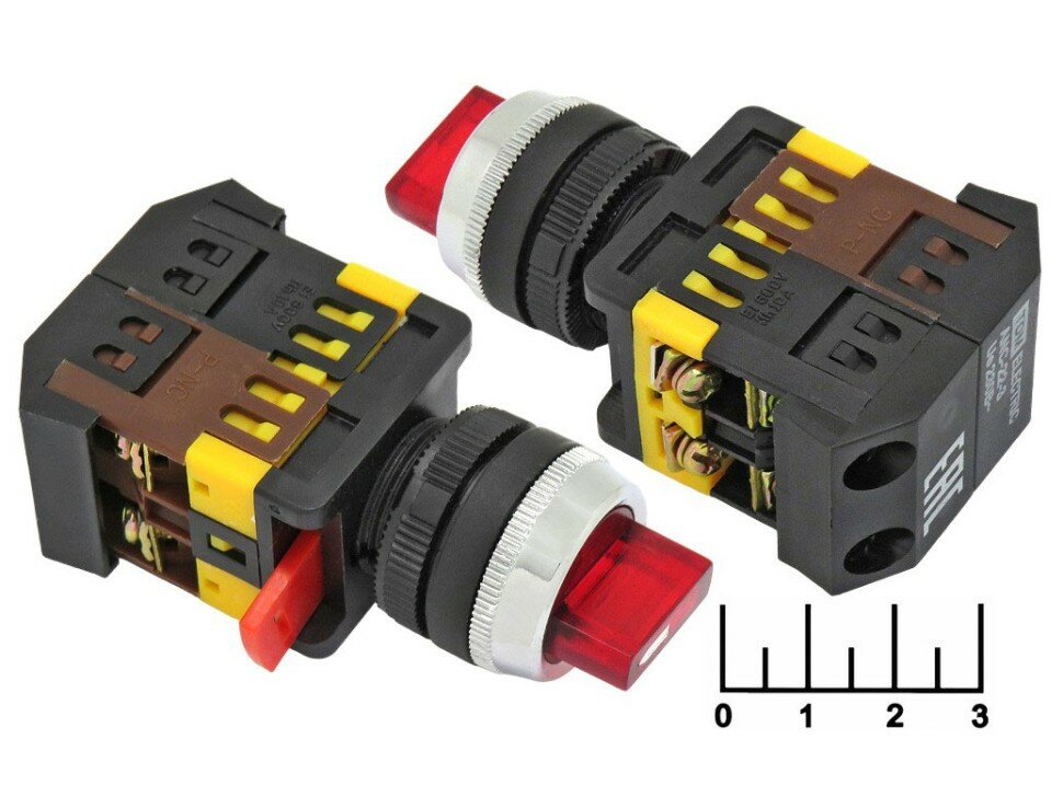 Выключатель 600/10 600V 10A ANC-22-3 3-х позиционный с подсветкой красный TDM