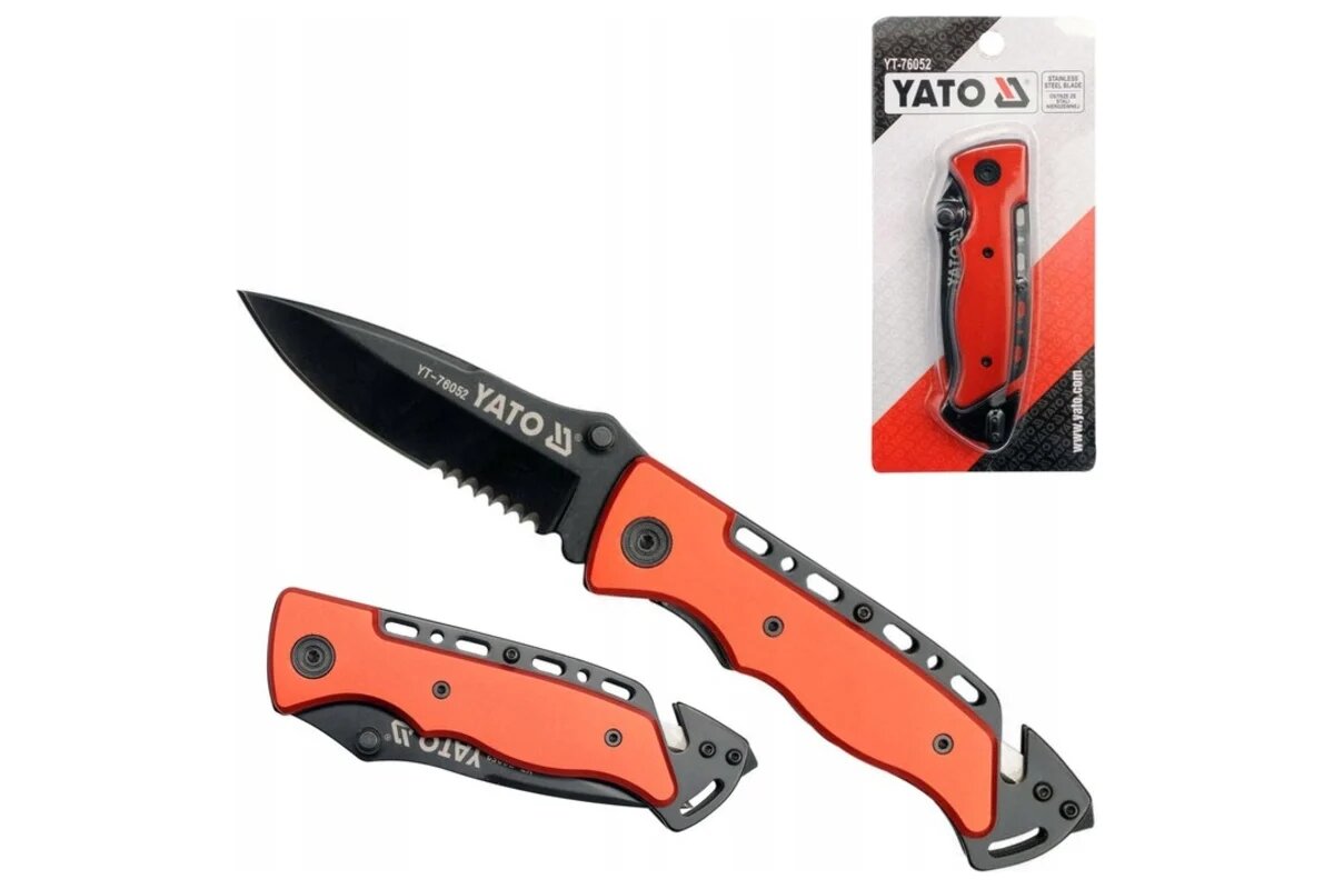 YATO YT-76052 складной нож с флиппером и замком клинка, удобной эргономичной рукоятью