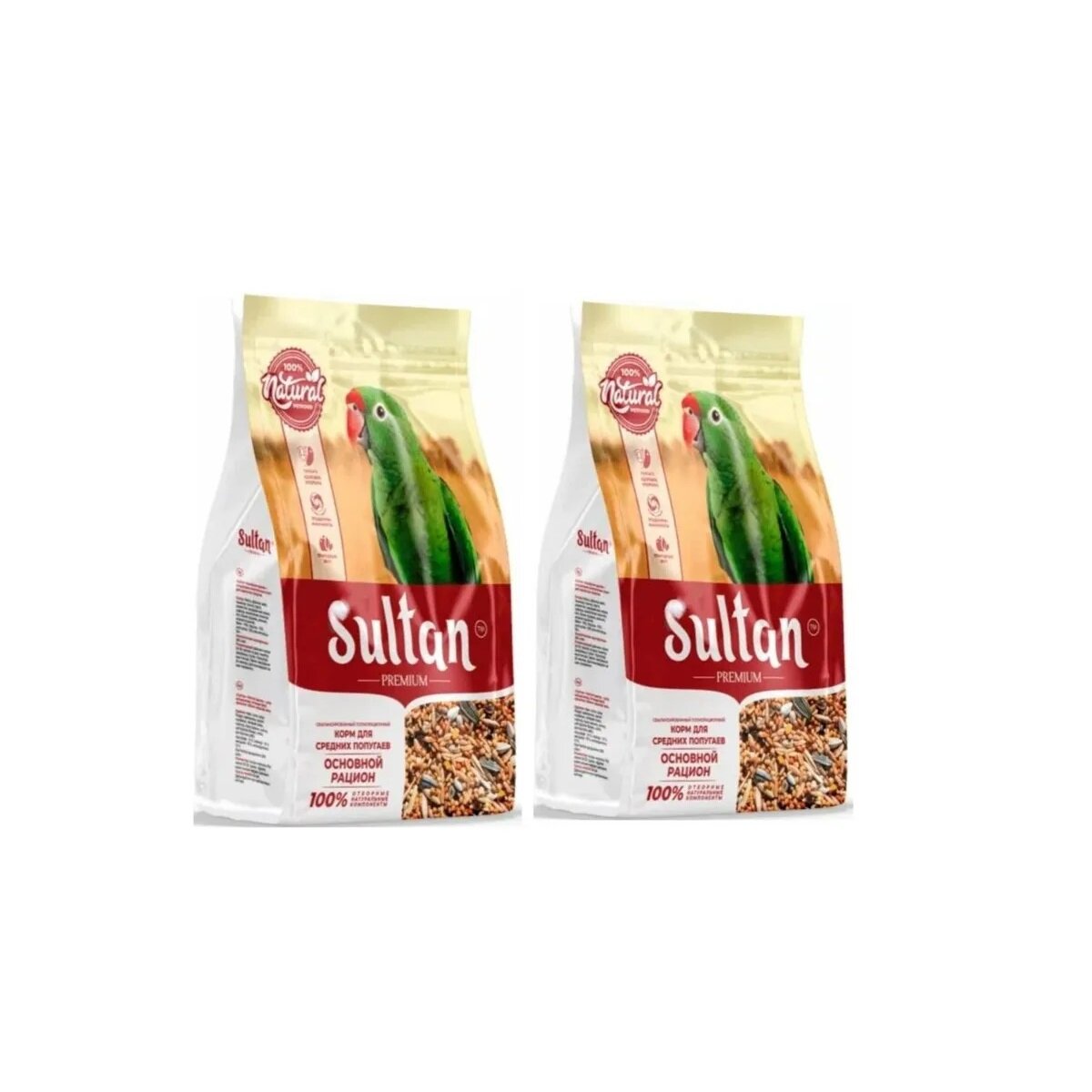Sultan Premium Корм для средних попугаев Основной рацион 400г*2шт