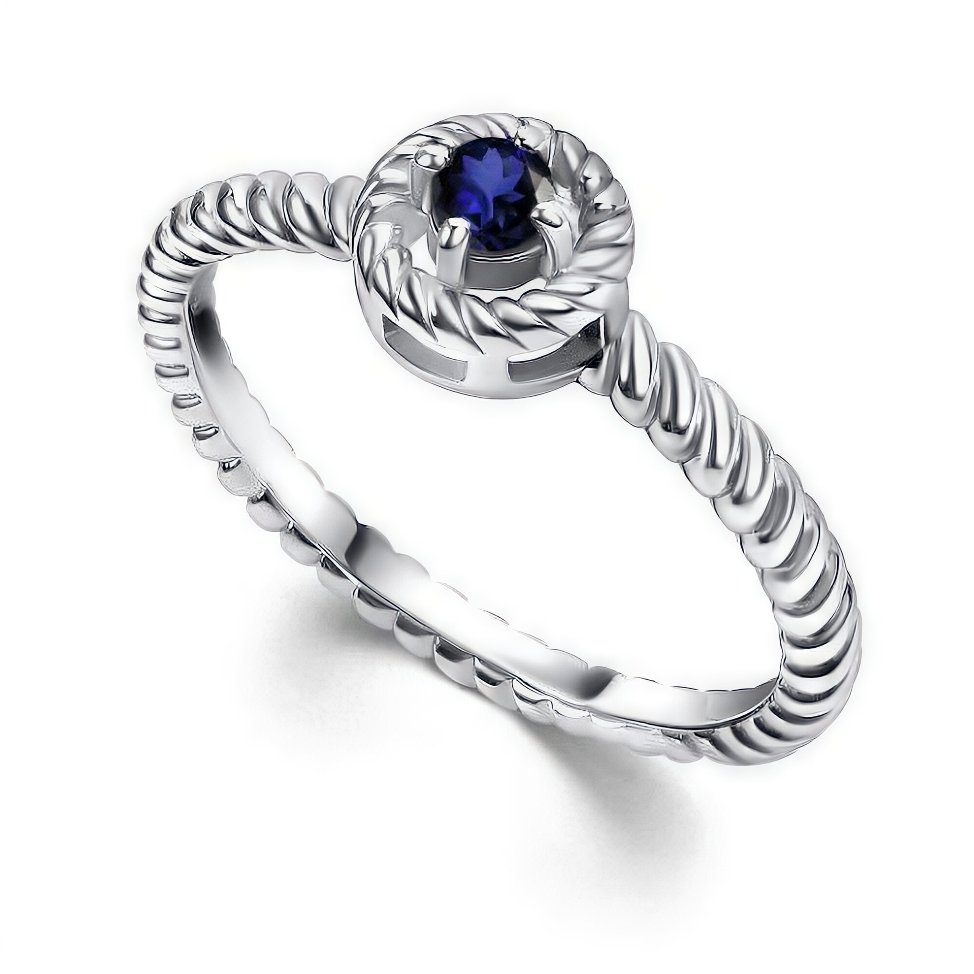 Кольцо, серебро, 925 проба, родирование, сапфир