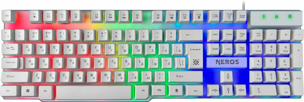 Defender Клавиатура Defender GK-147 Neros 45147, подсветка, белый (USB) (ret)