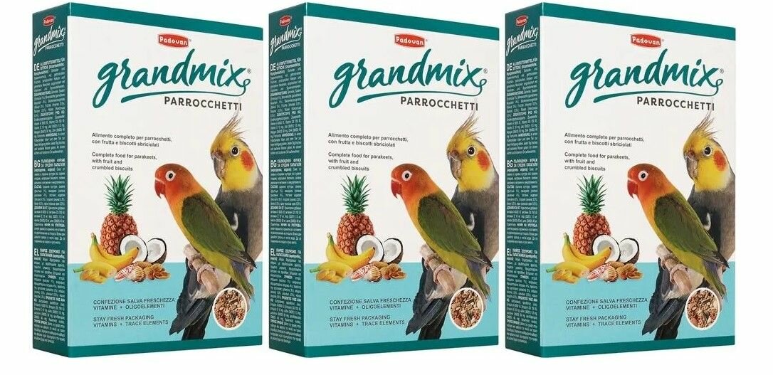Падован GRANDMIX Parrocchetti 400гр Корм для средних попугаев основной