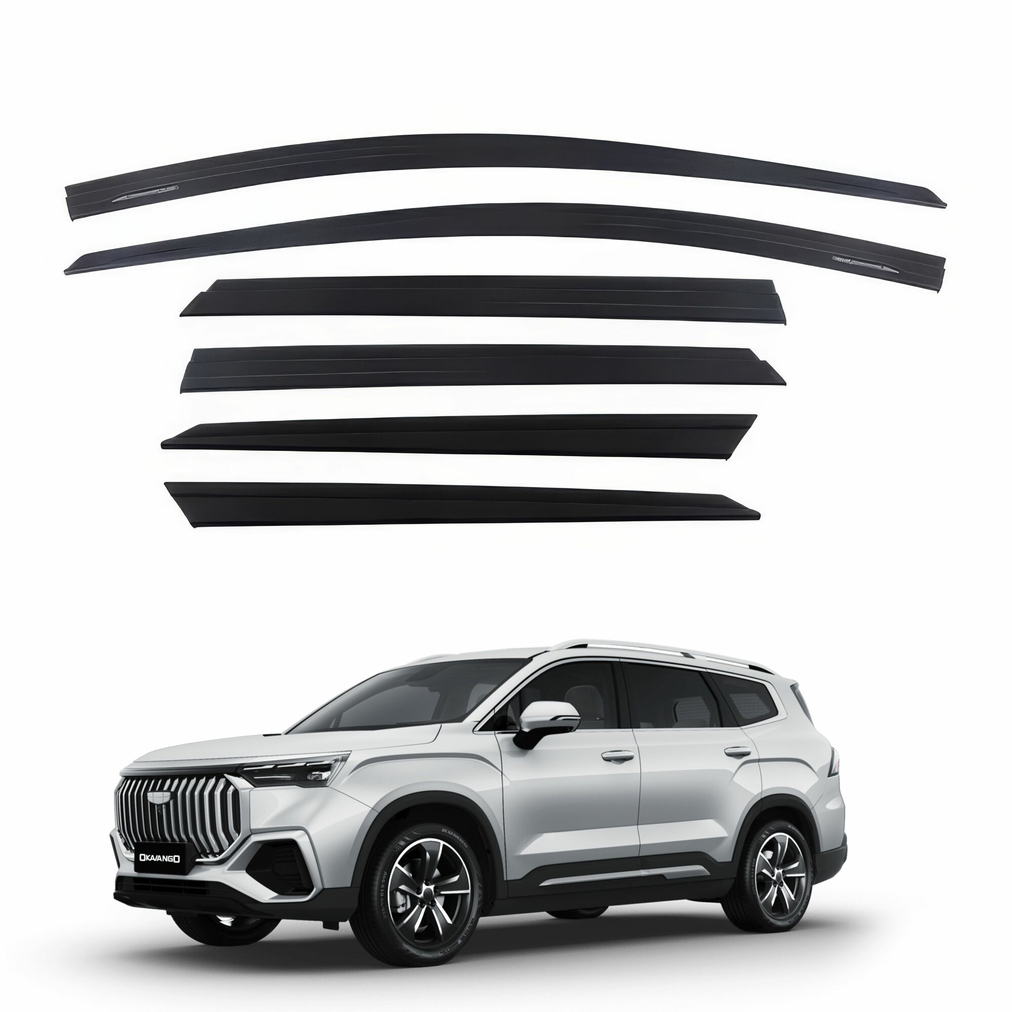 Дефлекторы TXR, для Geely Okavango, акрилатные, черные, 6 шт.