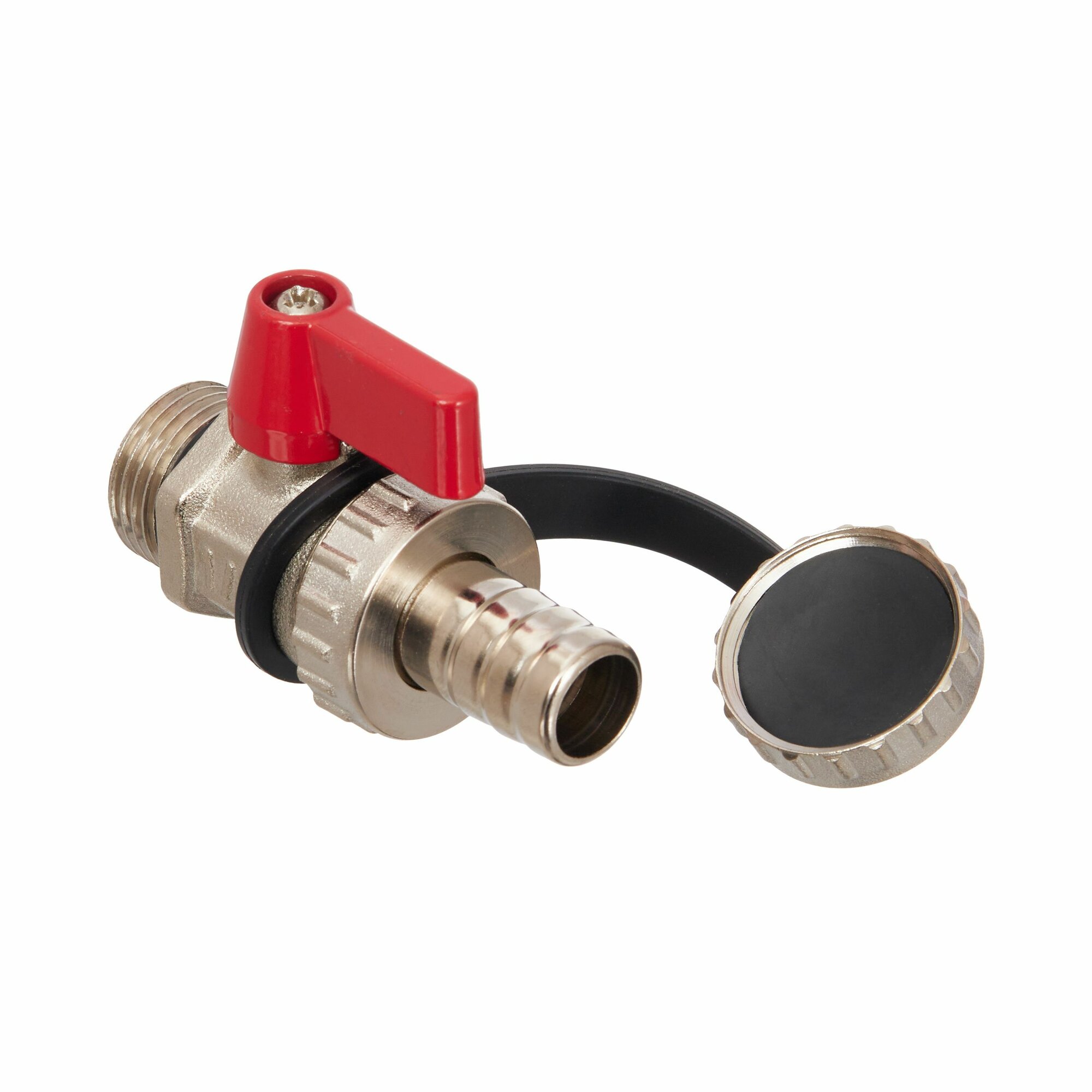 Кран шаровой дренажный латунный 1/2" со штуцером, Smart Install