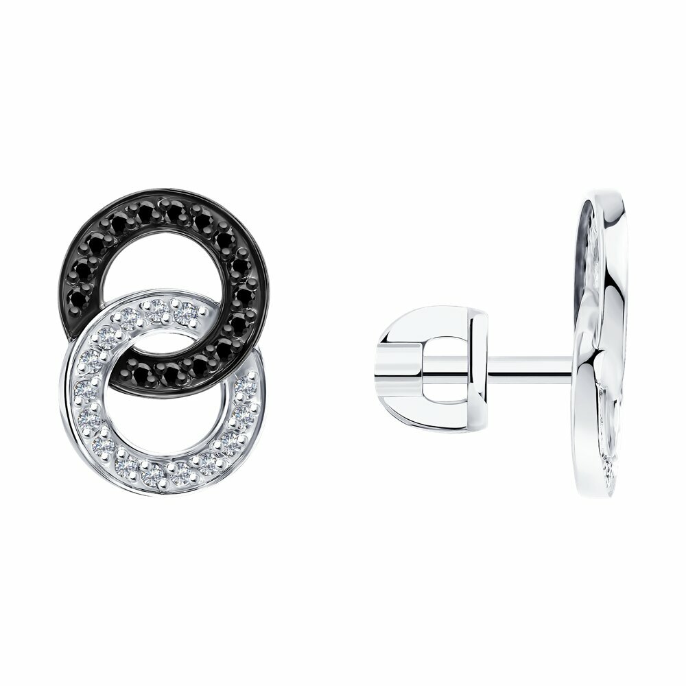Серьги, белое золото, 585 проба, бриллиант