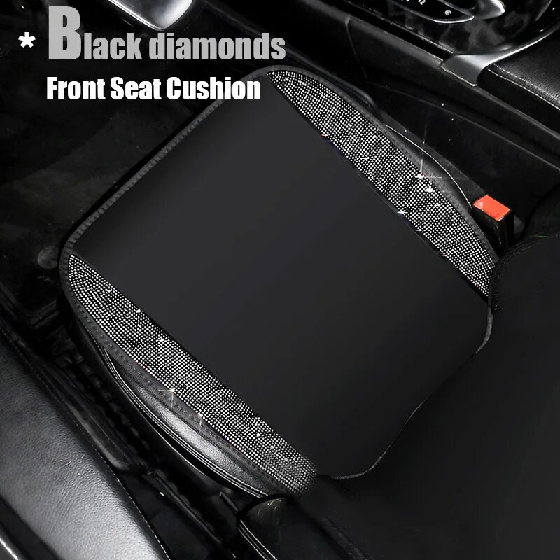 Стразы чехлы на автомобильные сиденья с черными бриллиантами, всесезонные универсальные автомобильные подушки на сиденья, автомобильные аксессуары для женщин, подарок для дам Seat Front Cushion