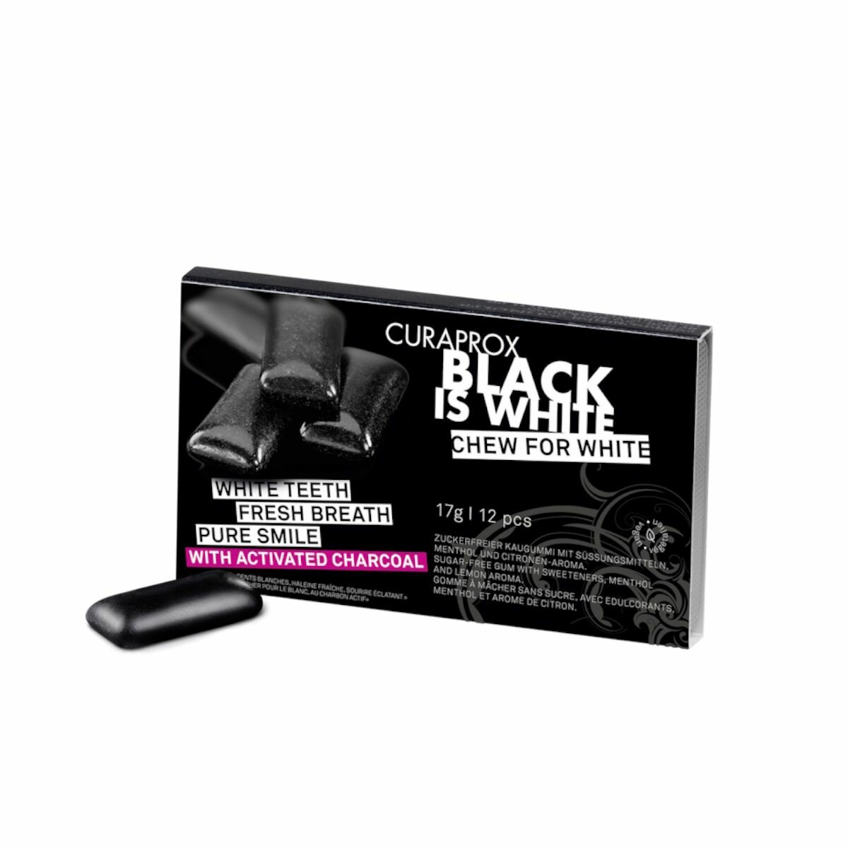 Жевательная резинка "Black is White", Курапрокс, без сахара, упаковка 12 штук
