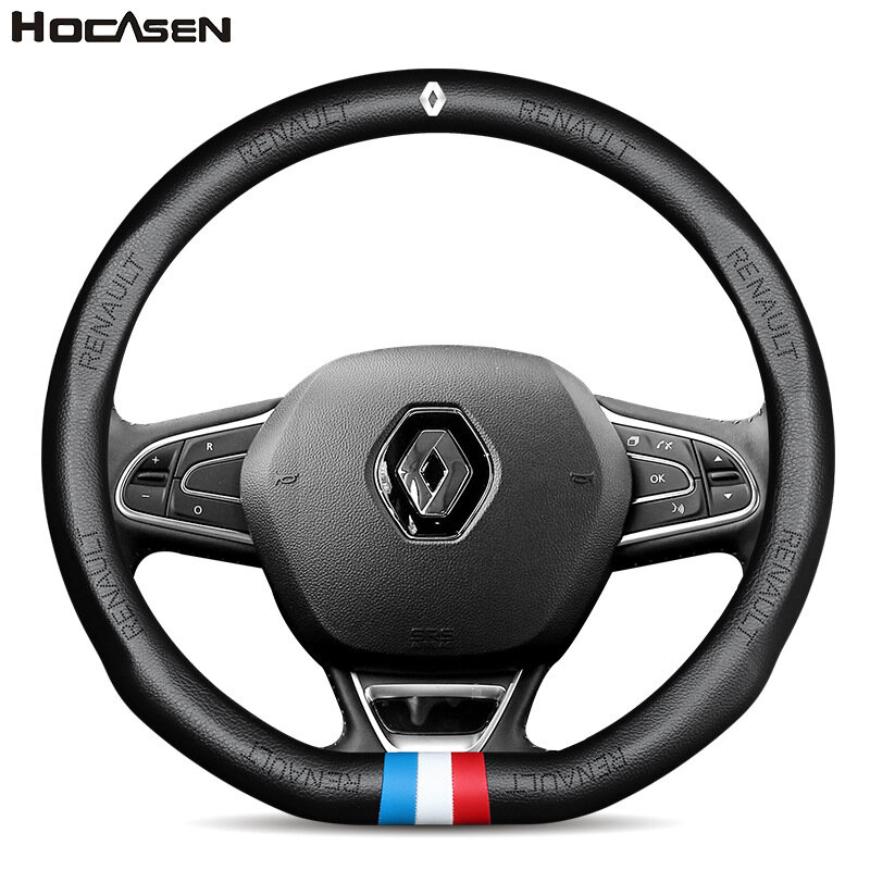 Чехол на руль Hocasen, для Renault, спортивный стиль, черный