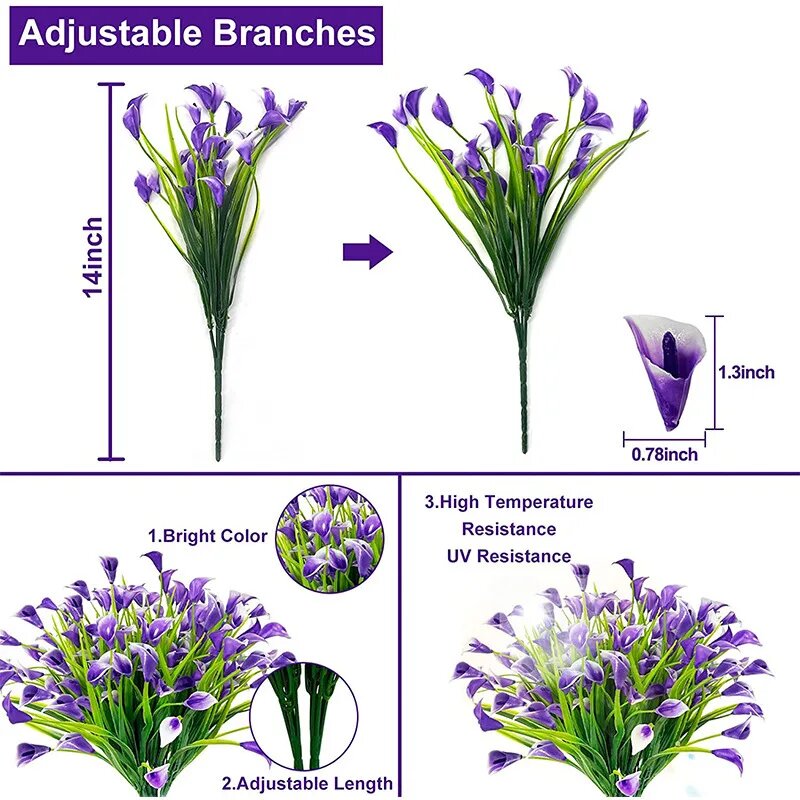 Искусственные фиолетовые цветы, 14 дюймов, Adjustable