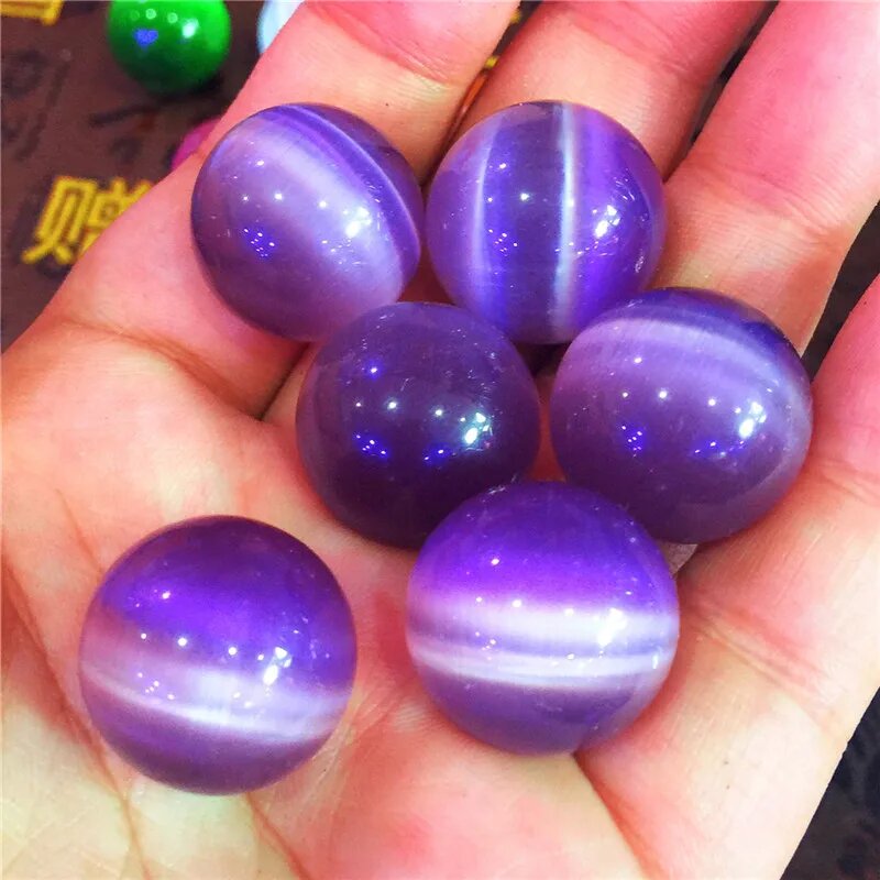 Кристалл кошачий глаз 20 мм Фиолетовый, purple