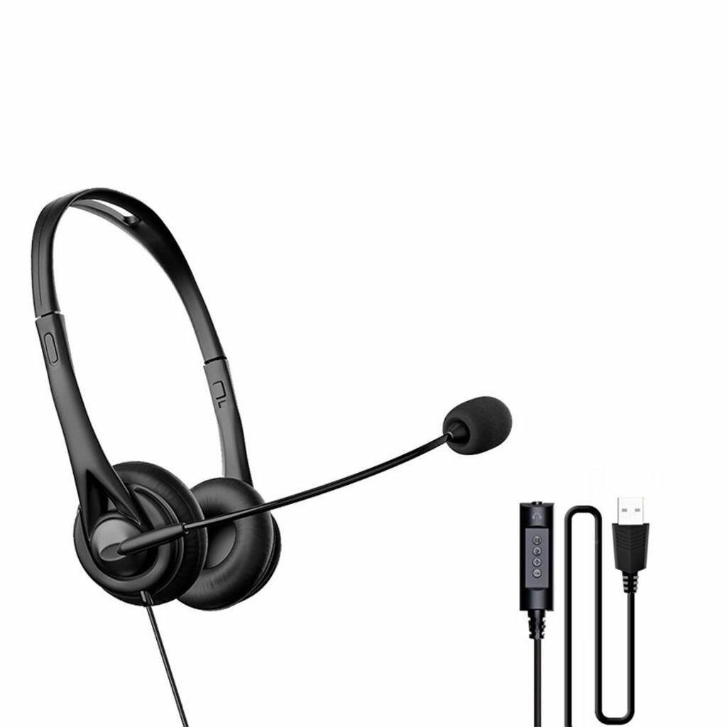 Проводная USB гарнитура 3.5 мм для колл-центра с шумоподавлением для бизнеса и поездок, - USB-порт