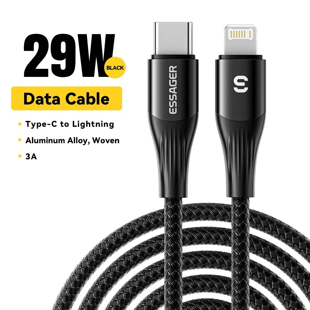 Кабель Essager USB Type C для iPhone 14 13 12 11 Pro Max XS PD 20 Вт Быстрое зарядное устройство 1 м