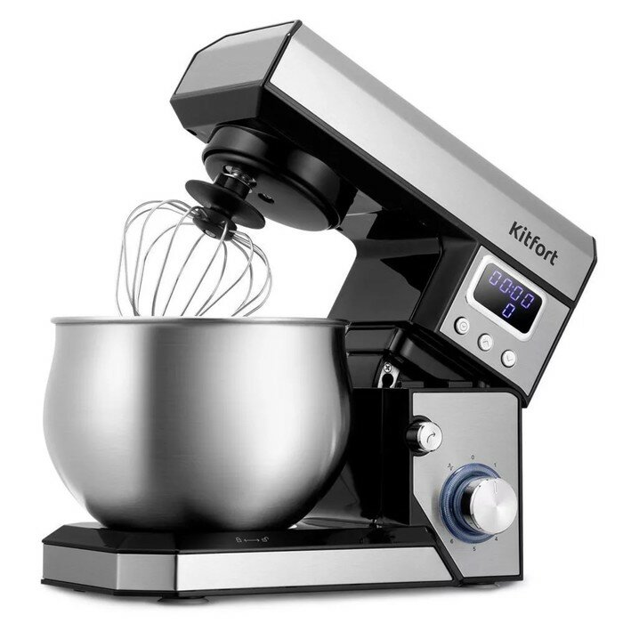Kitfort Миксер Kitfort КТ-3470, планетарный, 700 Вт, 4 л, 6 скоростей, чёрно-серебристый