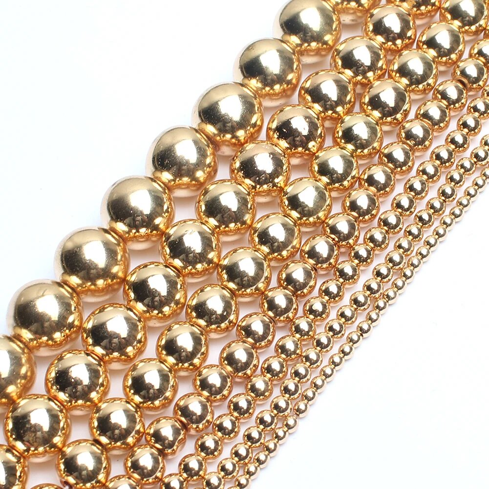 Бусины золотистые KC gold, 6 мм, 61 шт.
