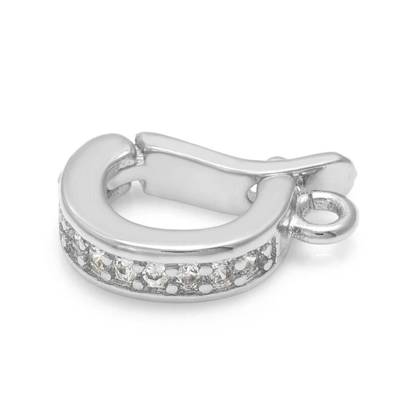 Серебряная ювелирная застежка YANASI с кубическим цирконием, Platinum