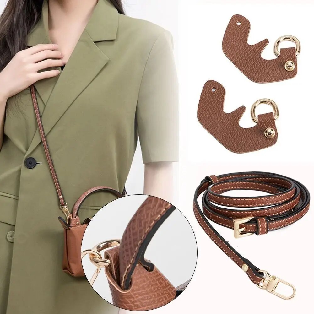 Бежевый ремень для сумки Longchamp Mini, кожаный — фото 1