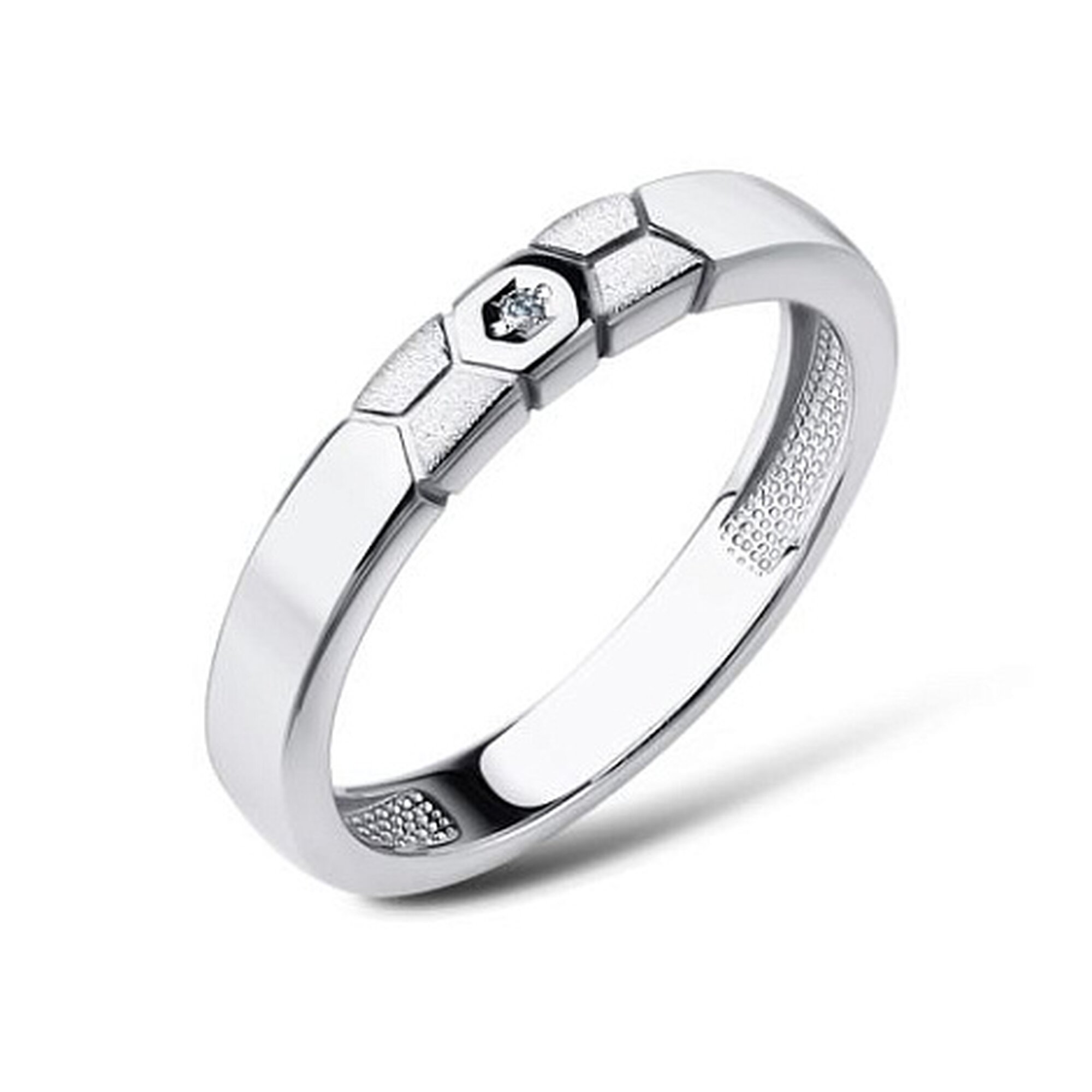 Кольцо, серебро, 925 проба, родирование, бриллиант