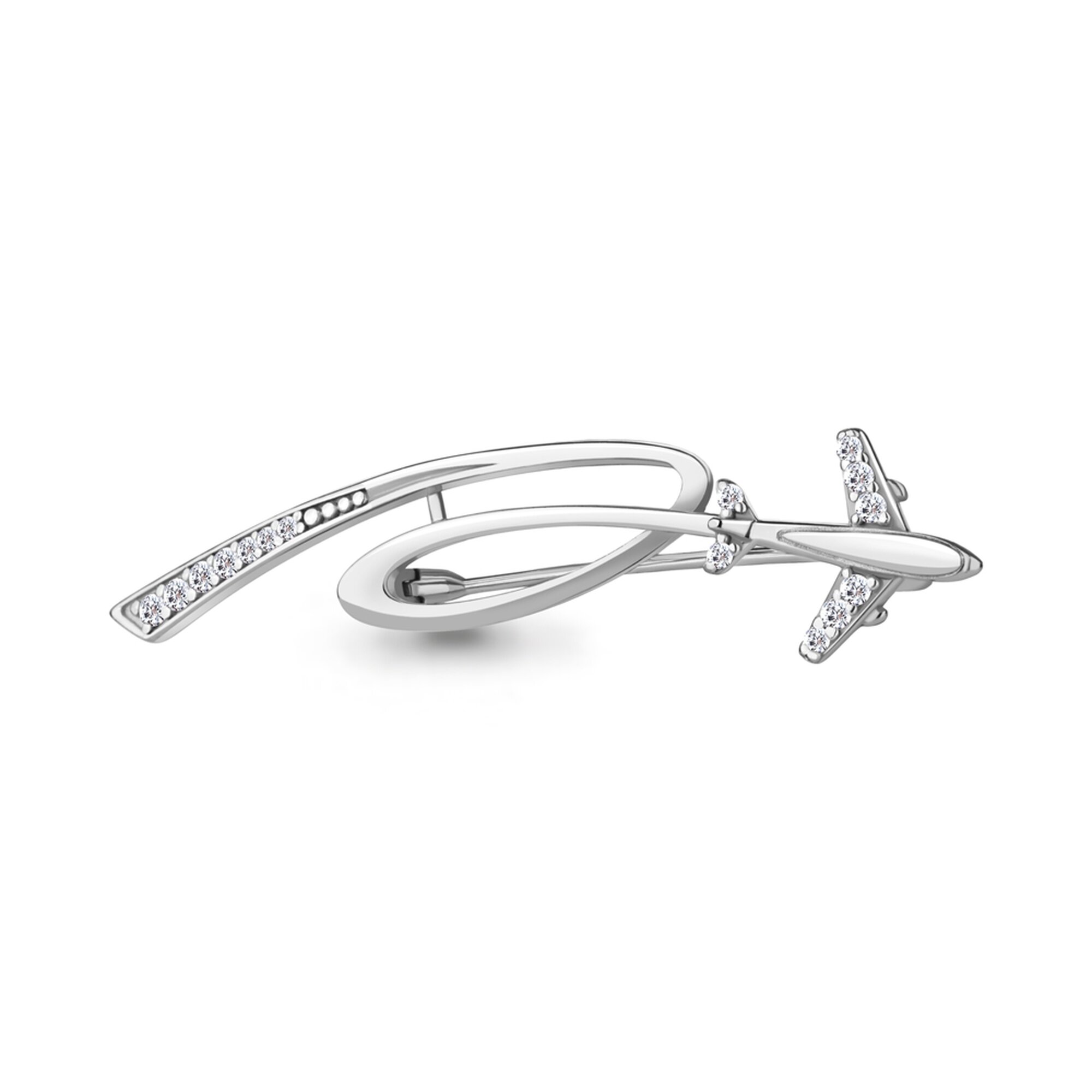 Брошь, серебро, 925 проба, родирование, фианит