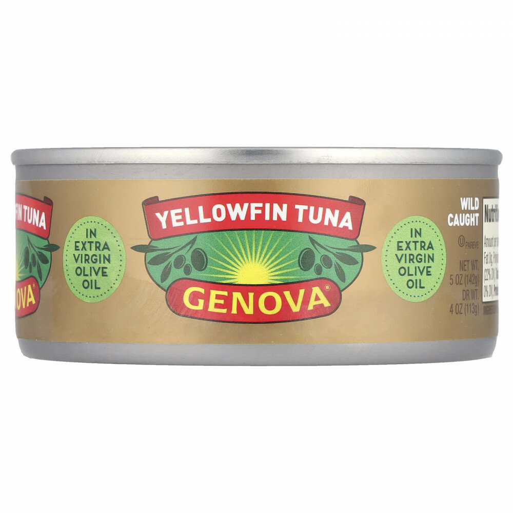 Genova, Желтоперый тунец в оливковом масле первого отжима, 142 г (5 унций)