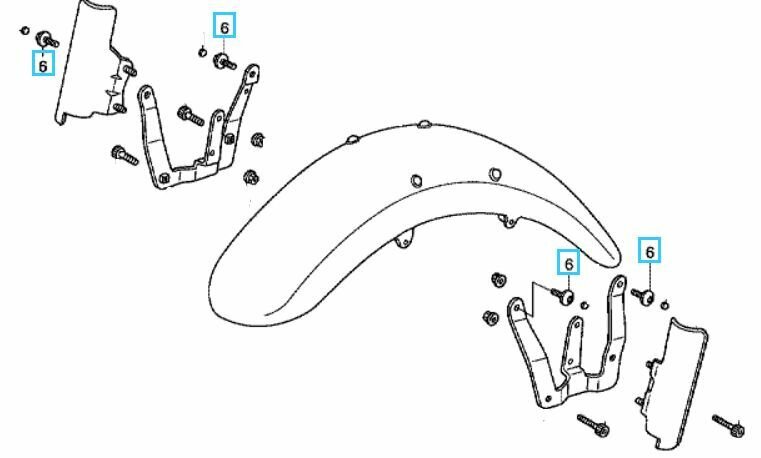 Болт (6х12) крепления крыла мотоцикла Honda VTX1800; Артикул Honda: 90108MCH000 (Оригинал)
