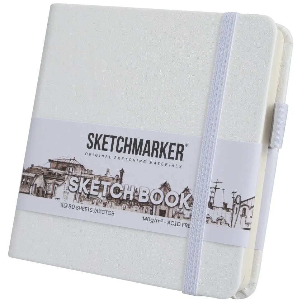 Блокнот для зарисовок 12x12см Sketchmarker белый 160 стр в твердой обложке (2314102SM)