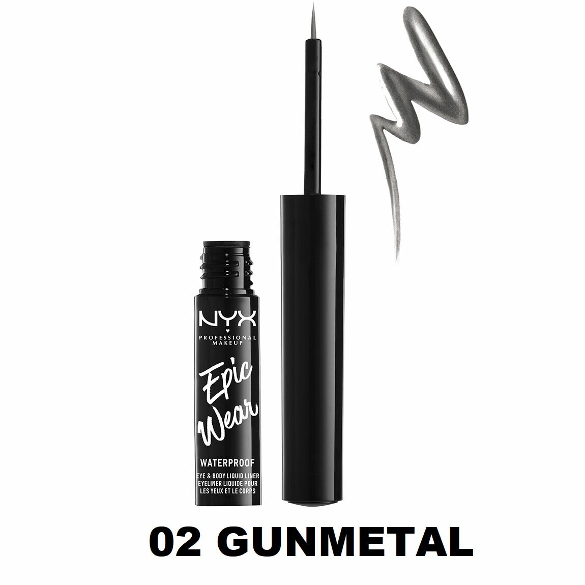 Водостойкий металлический лайнер для лица и тела Epic Wear Metallic NYX Professional Makeup, тон 02 Gunmetal