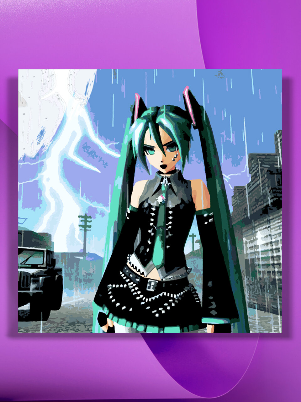 Картина по номерам на холсте Dark Miku, 40 х 40 см