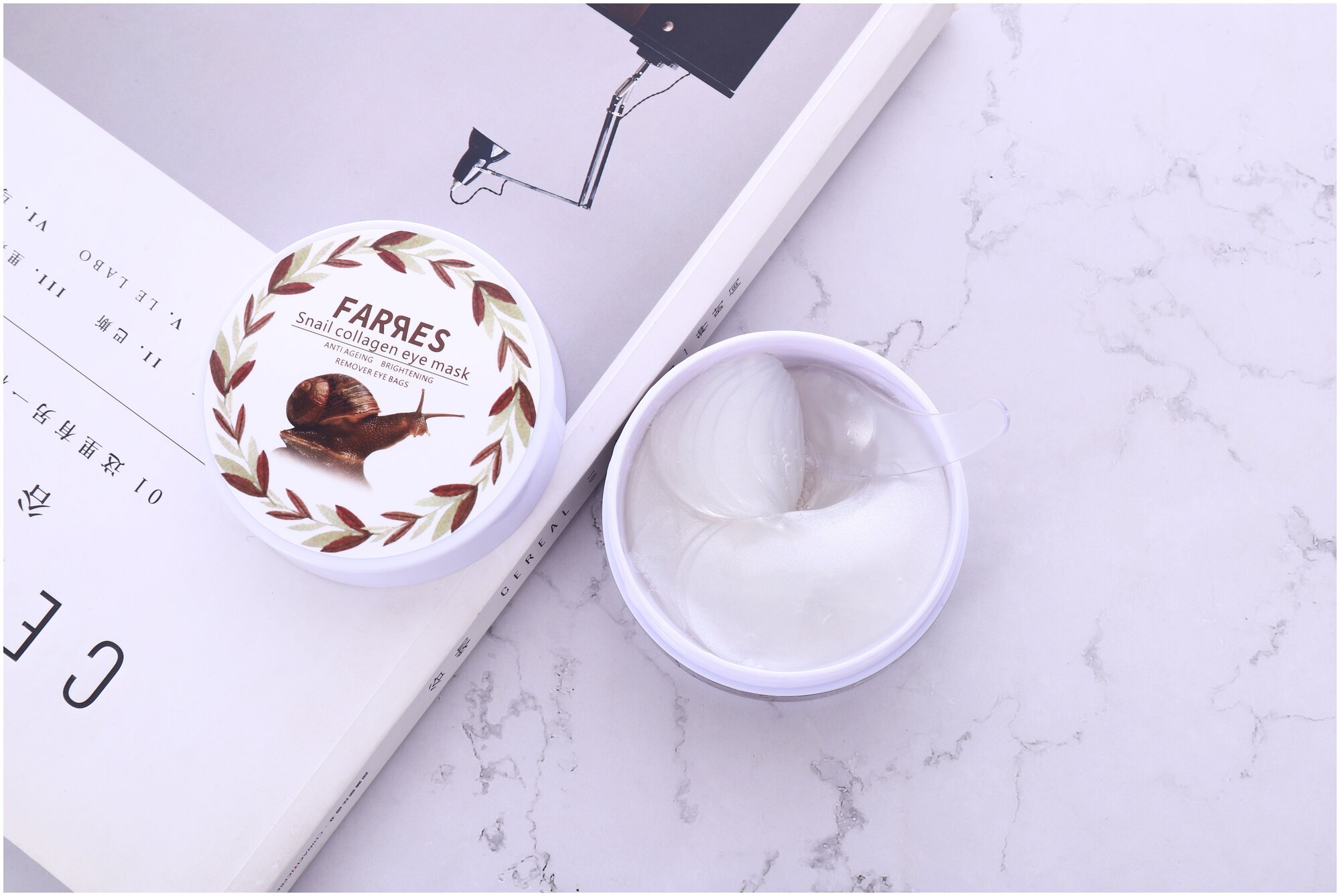 Патчи для глаз от отеков и морщинок, питающие, с экстрактом улиточного муцина, Farres, 60 шт