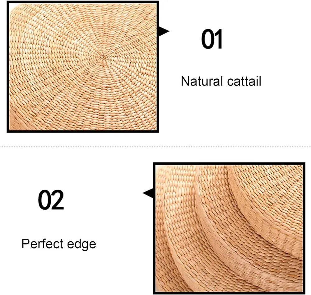 Татами Круглый 30см, Подушка для Медитации и Йоги Ручной Работы Для малышей, Коричневый, светло-бежевый, белый,30CM,
