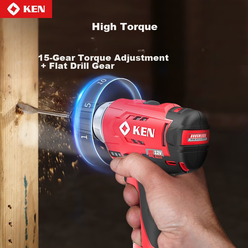 KEN Rare Earth Lithium Electric Drill Brushless Q12BL-2 Cordless Drill 12V Household Screwdriver Set Home Improvement