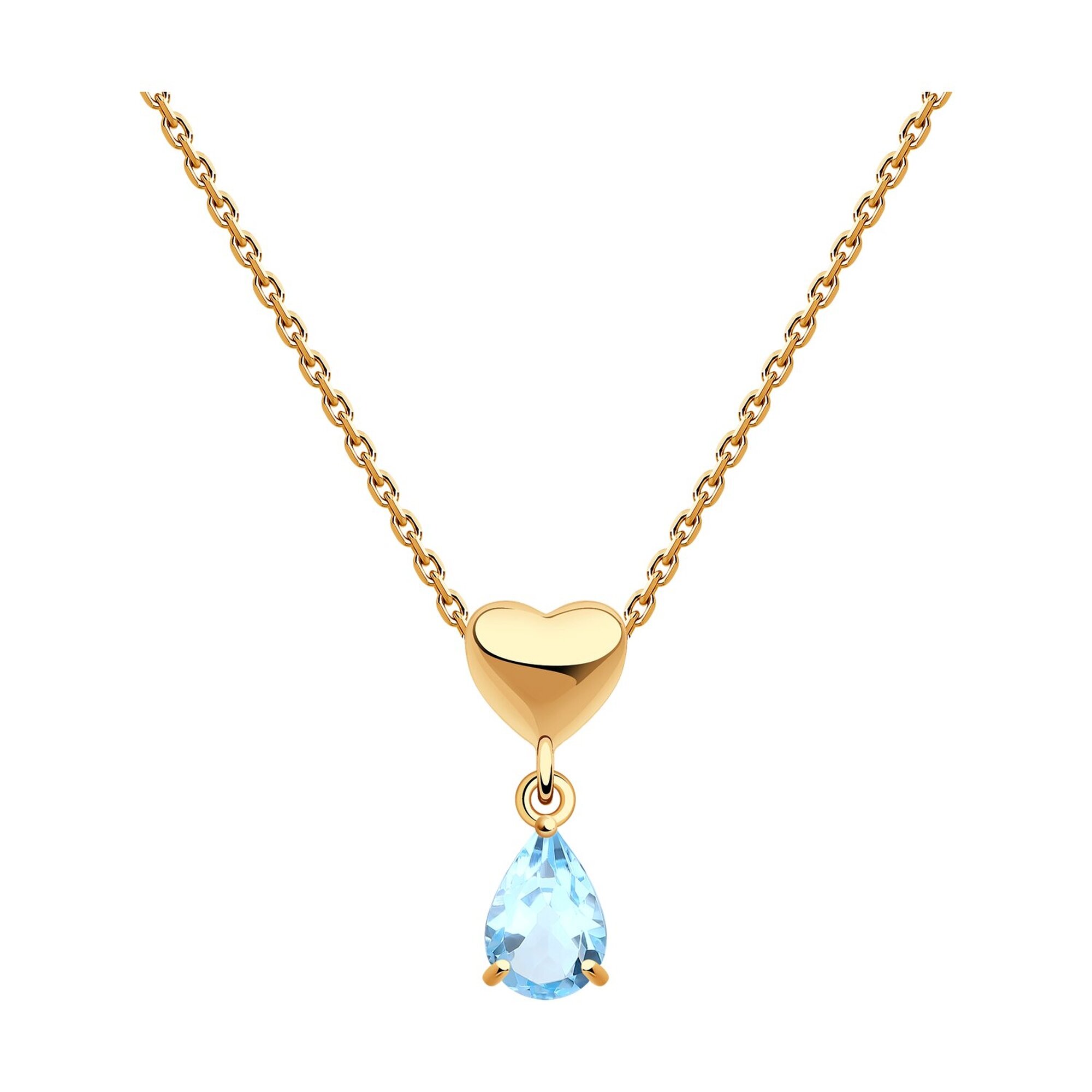 Колье, красное золото, 585 проба, топаз