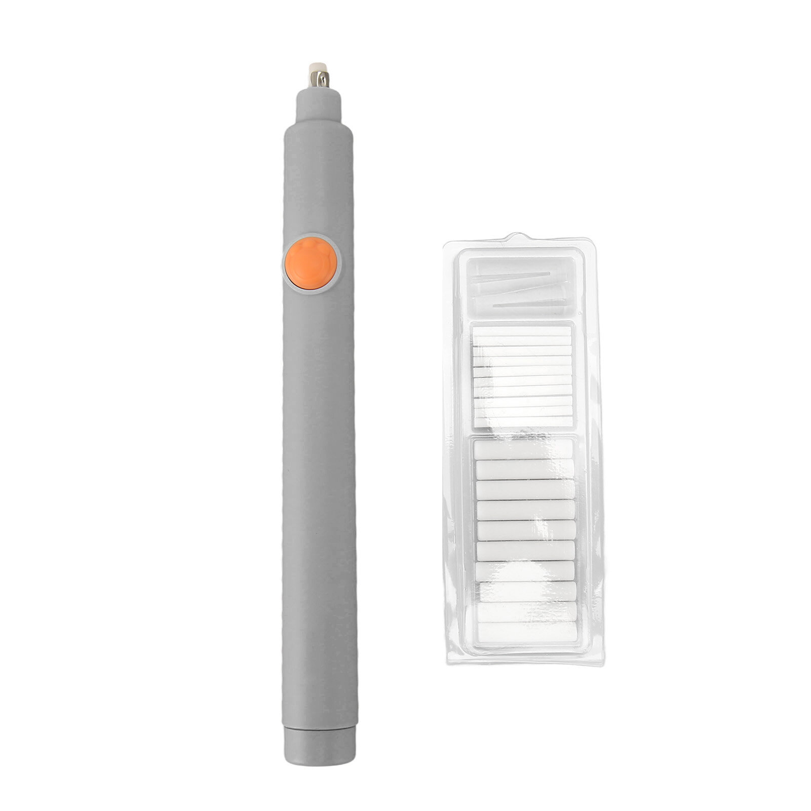 Electric Eraser Easy Operation Adjustable Length AAA Battery Powered Pencil with 20 Refills Gray
