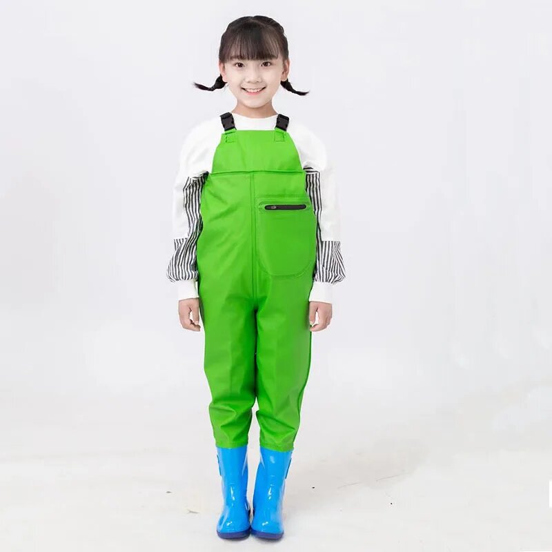 Детские вейдерсы с ботинками для рыбалки 29, Зеленый, зеленый